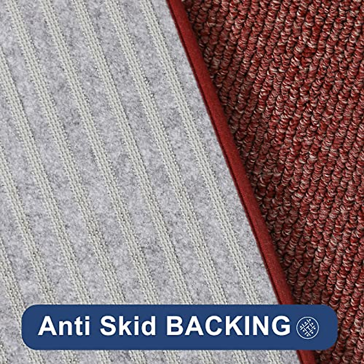 COSY HOMEER Kitchen Rugs Non-Slip 20" x30/20 x48 Inch Thick Polypropylene Standing Mat for Home Machine Washable, Red Frame