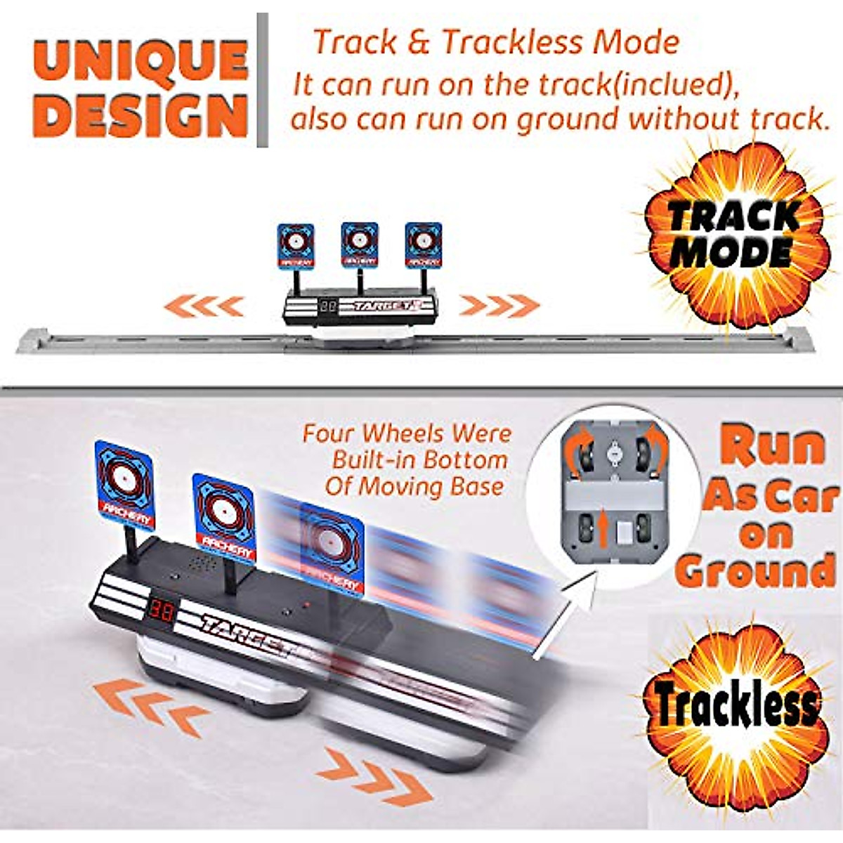 Gasince Running Shooting Target for Nerf Guns Compatible with Nerf N-Strike Elite, Mega & Rival, Electronic Scoring Auto Reset Digital Targets, Ideal Gift Toy for Kids Boys & Girls