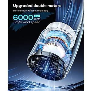 RfLety Portable Neck Fan 2 Pack, Hands-Free Wearable Personal Fan, 360° Cooling, 4 Speeds, 8000 mAh Battery Operated, Rechargeable, Gifts for Women Men, Suitable for Outdoor, Indoor, Travel-Black