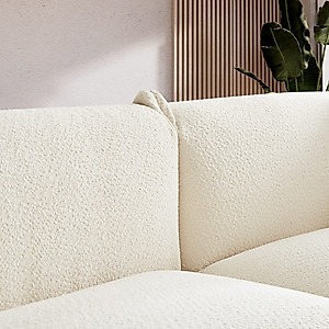 Sofa 86'' Lambswool 3 Seat Cushion Couch for Living Room,Mid Century Comfy Modular Sofa with Throw Pillows…