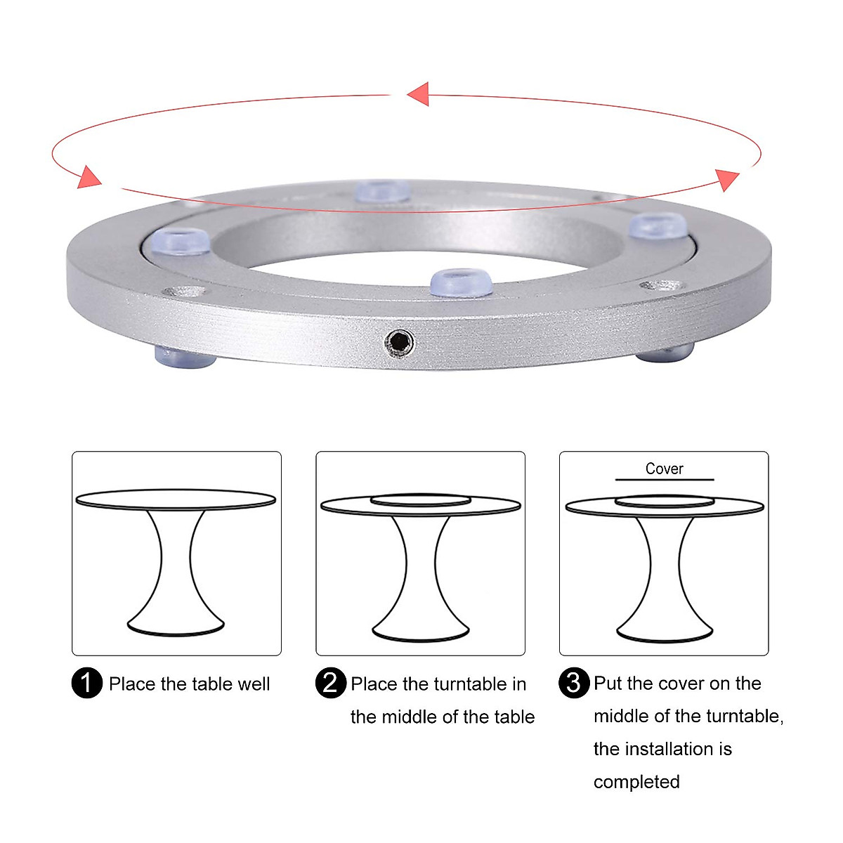 Heavy Duty Aluminium Alloy Turntable Bearing Furniture Rotating Bearing Turntable Round Dining Table Smooth Swivel Plate (Size:10Inch)