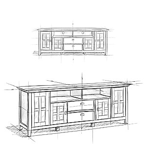 SIMPLIHOME Artisan SOLID WOOD Universal TV Media Stand, 72 inch Wide, Transitional, Living Room Entertainment Center, Storage Cabinet, for Flat Screen TVs up to 80 inches in Distressed Grey