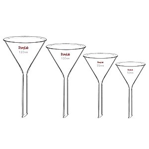 stonylab 4pcs Glass Funnel Set, Heavy Wall Borosilicate Glass Short Stem Funnels Filling Funnels, 50 mm/75 mm/100 mm/120 mm Diameter