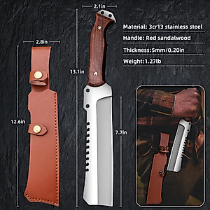 VARLEA Meat Cleaver Heavy Duty Butcher Full Tang Knife with Sheath,Chef's Knives,Vegetable Cleaver Knife Chopper,Machete for Kitchen Outdoor Camping BBQ (7.7)
