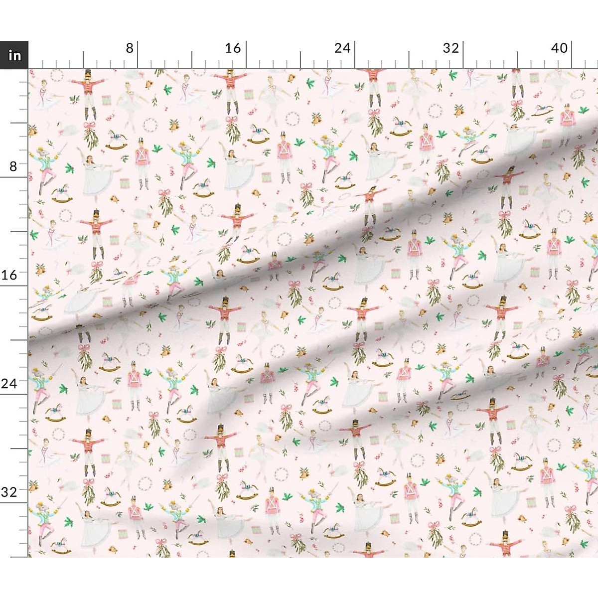 Spoonflower Fabric - Nutcracker Ballet Pink Winter Holiday Christmas Watercolor Swan Fairy Printed on Petal Signature Cotton Fabric by The Yard - Sewing Quilting Apparel Crafts Decor