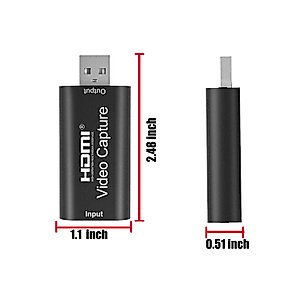 Upgraded Hdmi Capture Card, 1080p Capture Card, 4k HDMI to USB, Record via DSLR Camcorder Action Cam for High Definition Acquisition, Live Broadcasting, Gaming, Streaming, Teaching etc. (Black)
