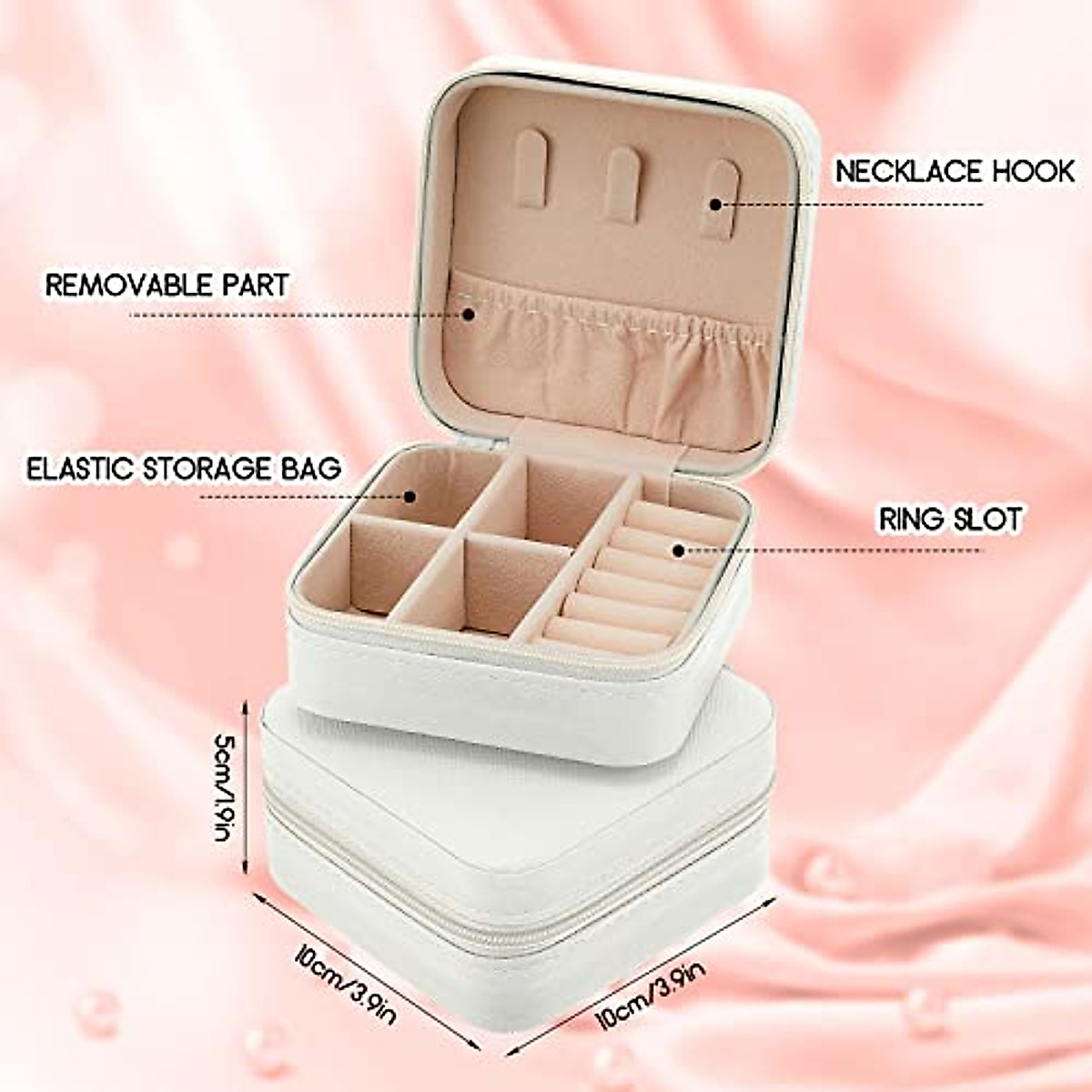 6 Pcs Travel Jewelry Case Jewelry Travel Organizer Small Jewelry Box Bridesmaid Gift Boxes Mini Storage Organizer Storage Box (White)