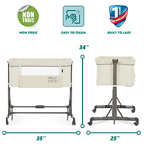 Dream On Me Zimal Bassinet and Bedside Sleeper in Ivory, Lightweight and Portable Baby Bassinet, Breathable Mesh Panels, Easy to Fold and Carry Travel Bassinet, JPMA Certified