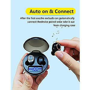 Bluedio D3 Wireless Earbuds, in-Ear Earphones with Charging Case, Car Headset Built-in Mic Support Wireless Charging for Cell Phone, Sport, Black