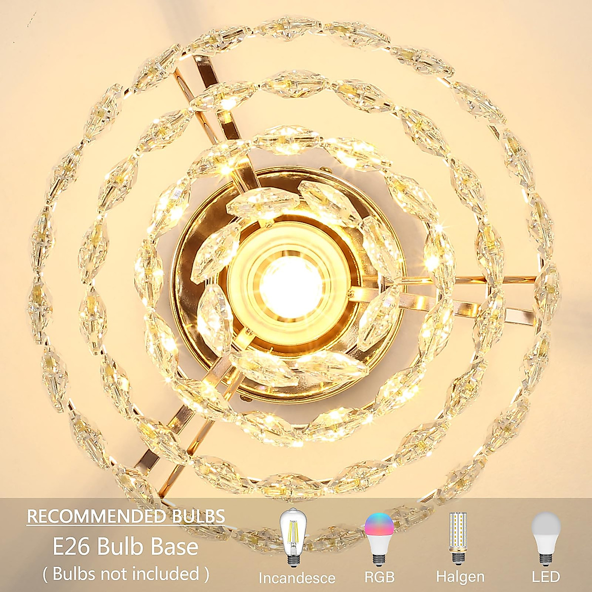 Luupyia Rose Gold Crystal Pendant Light Mini Crystal Chandelier, 47.24 Inch Height Adjustable, Modern Chandelier Unique Hanging Light Fixtures for Hallway Bedrooom Foyer E26