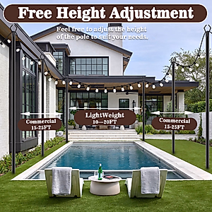 10Ft String Light Poles 4 Pack,Light Poles for Outside Lights,Outdoor with Fence Brackets Hanging Lights,Metal Stand Deck Patio Backyard