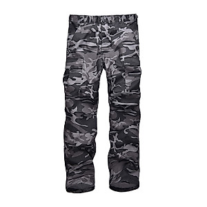 BACKBONE Mens Fashion Bright Camouflage Cargo Pants Military Combat Style BDU Pants (XL, Black Camo)