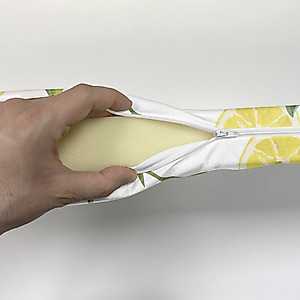 Ambesonne Nature Bench Cushion, Exotic Lemon Tree Branches Yummy Delicious Kitchen Gardening Design, Standard Size Foam Pad with Decorative Fabric Cover, 45" x 15" x 2", Fern Green Yellow White