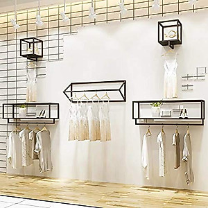 MDEPYCO Creative Triangle Display Garment Racks in Boutique Clothing Stores, Wall-Mounted Hanging Clothes Shelf in Home, Towel Racks for Bathroom Storage (Black, 31.5" L)