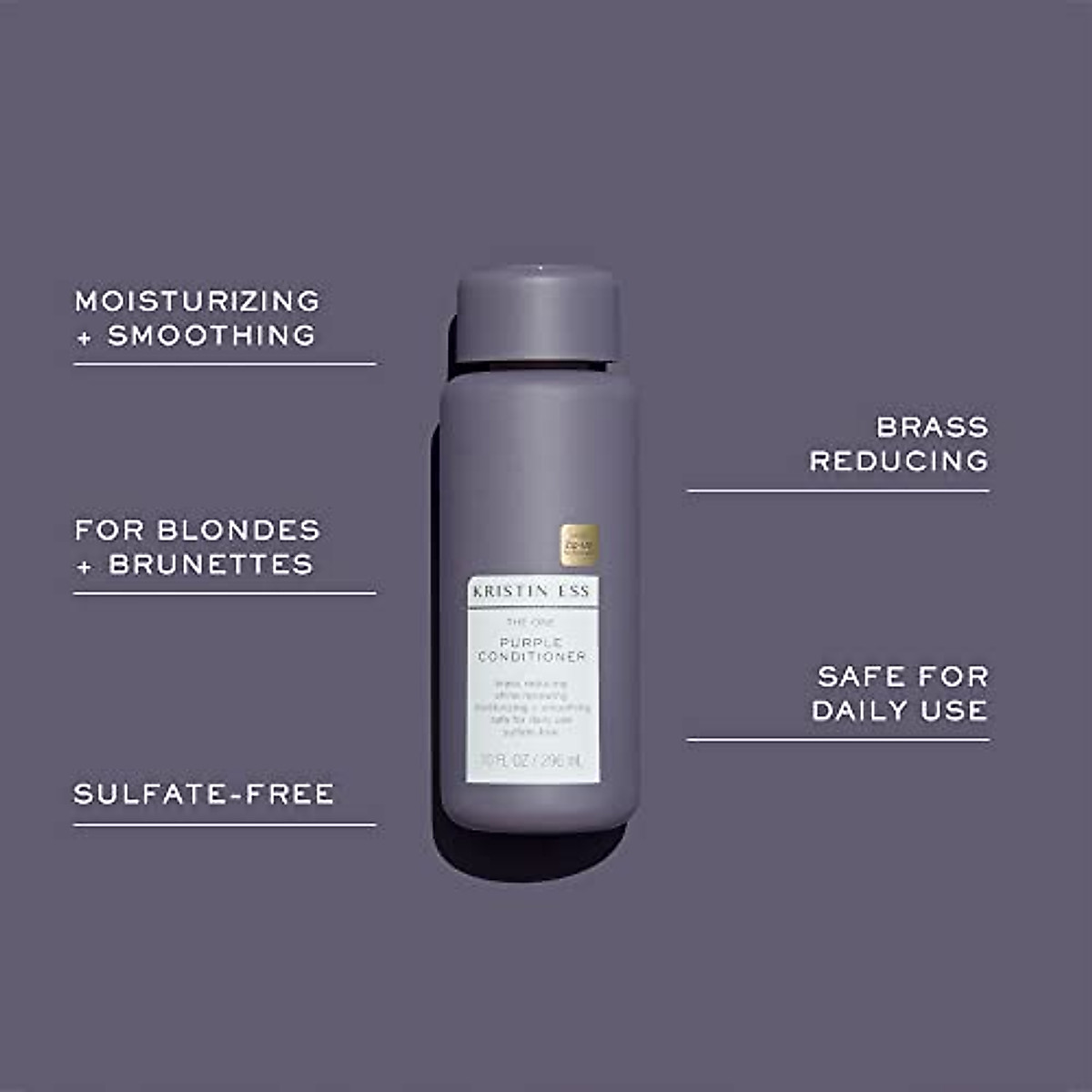 Kristin Ess Hair Purple Shampoo and Conditioner Set for Blonde, Brunette, Silver + Gray Hair, Anti Brass + Yellow Tones, Safe for Color Treated Hair, Sulfate Free Toning Shampoo Conditioner