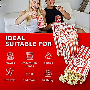 Paper Popcorn Bags,Concession-Grade Bags, Popcorn Machine Accessories for Popcorn Bars, Movie Nights, Concessions 1 0z 100 pcs