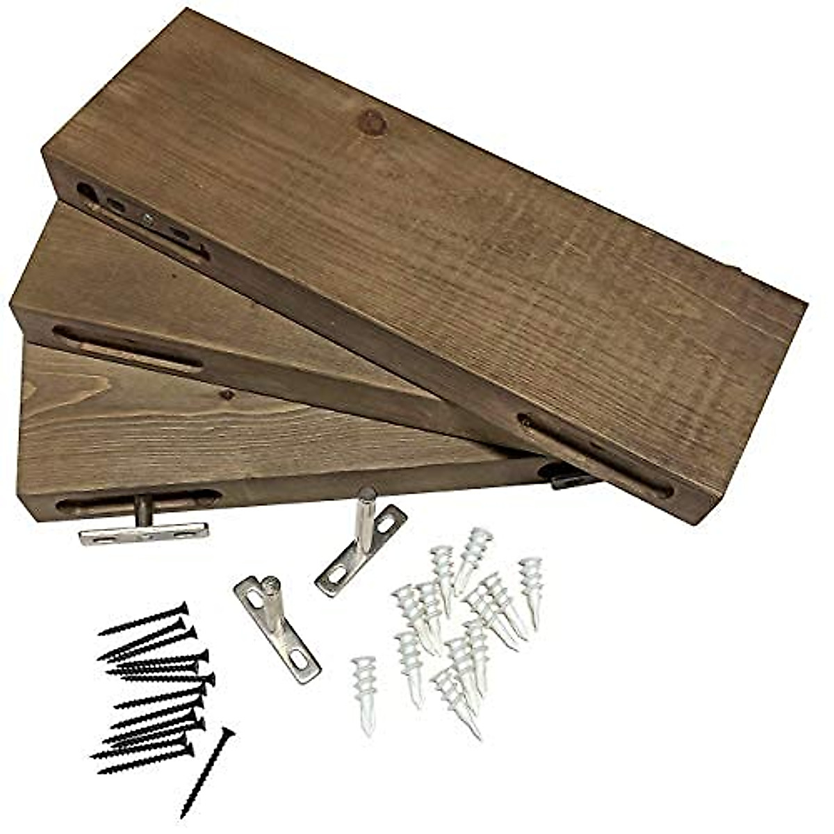 Mark One Home Goods Rustic Farmhouse 3 Tier Justified Floating Wood Shelf - Floating Wall Shelves (Set of 3), Hardware and Fasteners Included (White Oak, 16")