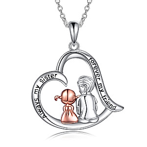 CRMAD Sister Gifts from Brother for Sister Sterling Silver Brother and Sister Necklace Jewelry for Birthday Christmas Gifts (sister necklace)