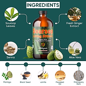 Herboganic Soursop Bitters Liquid | Natural Living Bitters for overall wellness 16 OZ | Soursop Bitters