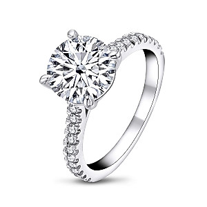 AINUOSHI 3 Carat Round Cut Cubic Zirconia Ring 925 Sterling Silver High Setting Women Wedding Engagement Rings (5)