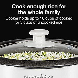 Proctor Silex Rice Cooker & Food Steamer Steam and Rinsing Basket, 10 Cups Cooked (5 Cups Uncooked), White