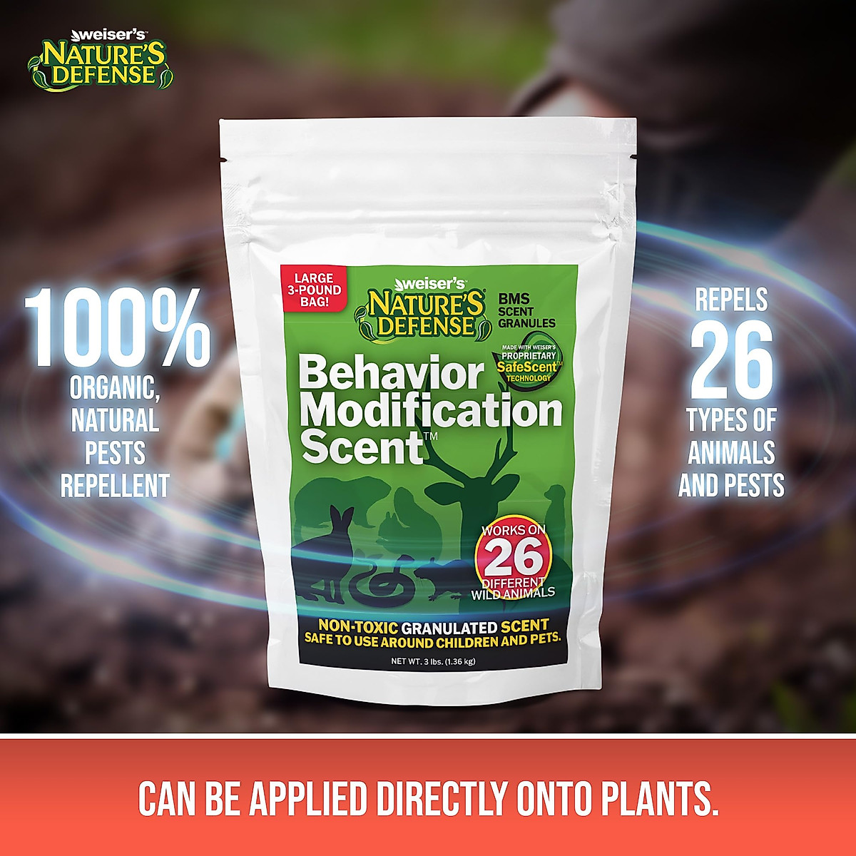 Nature's Defense Behavior Modification Scent (44 oz) - Animal Repellent Granular for Outdoor Use | Animal Repellent for Yard | Natural Yard and Outdoor Protection | Covers Up to 7,000 sq. ft.