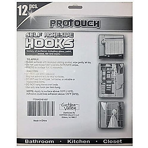 12 Piece Self Adhesive Hooks, Bathroom, Kitchen, Storage