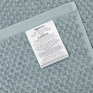 Amazon Basics Odor Resistant Textured Bath Towel Set - 6-Pieces,Cotton, Teal