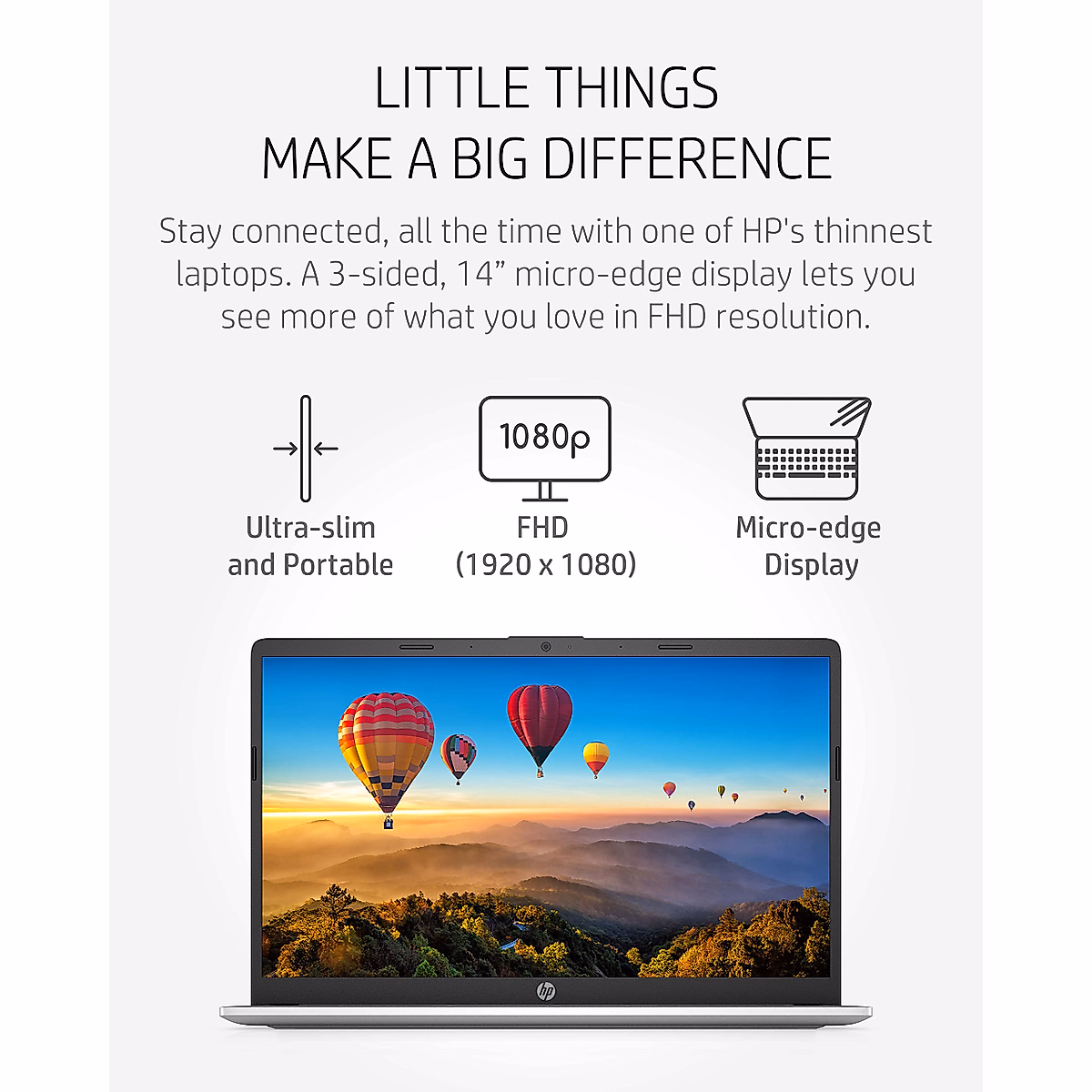 HP 14 Laptop, Qualcomm Snapdragon 7c Processor, 8 GB RAM, 128 GB eMMC, 14-inch Full HD Touchscreen, Windows 11 Home, Thin & Portable, Long Battery Life, Wi-Fi 5 & Bluetooth 5 Combo (14-ed0010nr, 2021)