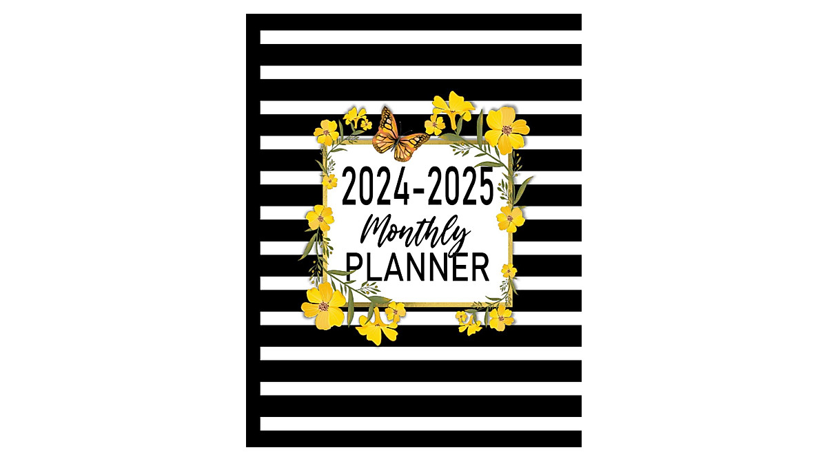 2024-2025 Monthly Planner with Notes - Elegant Yellow Floral Design