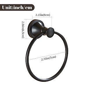 WOLIBEER Bronze Towel Ring, Oil Rubbed Hand Towel Holder Rustic Bathroom Towel Hanger SUS 304 Stainless Steel Towel Rack Wall Mounted