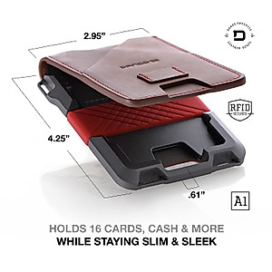 Dango Slim Minimalist Wallet for Men - RFID Blocking - Leather- Bifold, Rawhide/Slate Grey