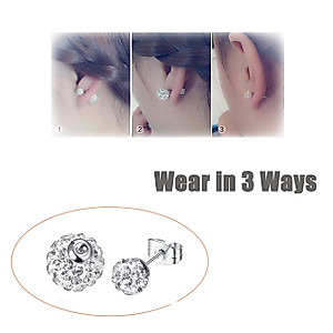 JOERICA 3 Pairs Vintage Hollow Out Womens Double Side Round Ball Stud Earrings Silver-tone