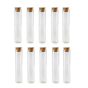 ericotry 10 Pcs 60ml Glass Bottles Vials Jars Glass Test Tube with Cork Stoppers Empty Refillable Bottle Vial Jars Leakproof for Cosmetic Essential Oil Powder