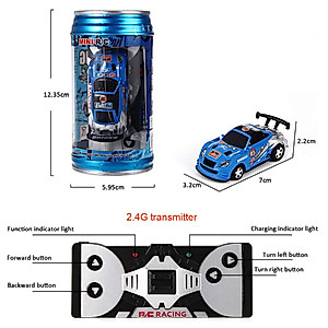haomsj Mini Coke Can Speed Rc Radio Remote Conrtol Micro Racing Car with Led Lingts Kids Toys Gift (1PC)