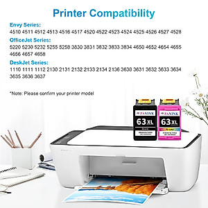 PANINK Remanufactured Ink Cartridges Replacement for HP Printer Ink 63 XL HP 63 Ink HP63 63XL Ink Cartridges Black Color Combo Pack for 3830 4650 5200 5255 4520 4512 1112 2132 3630 3632 Printer