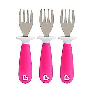 Munchkin Raise Toddler Fork Set, Pink 3 Piece Set