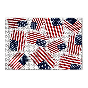 Catalonia Classic American Flag Blanket, Flannel Sherpa Throw, Fuzzy Reversible Blanket for Home Decor, 50" x 70"