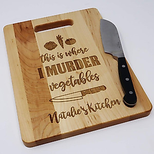 This is Where I Murder Vegetables Personalized Maple Cutting Board 9 x 12, Housewarming, Wedding Gift, Bridal Shower #2219