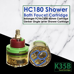 HC180 Shower/Bath Faucet Cartridge - Ceramic Shower Single Lever Cartridge Replacement - Kit For Knob Replacement, Shower Valve Repair, Plumbing & Improvement Bathroom Sink Faucets & Parts - 40mm