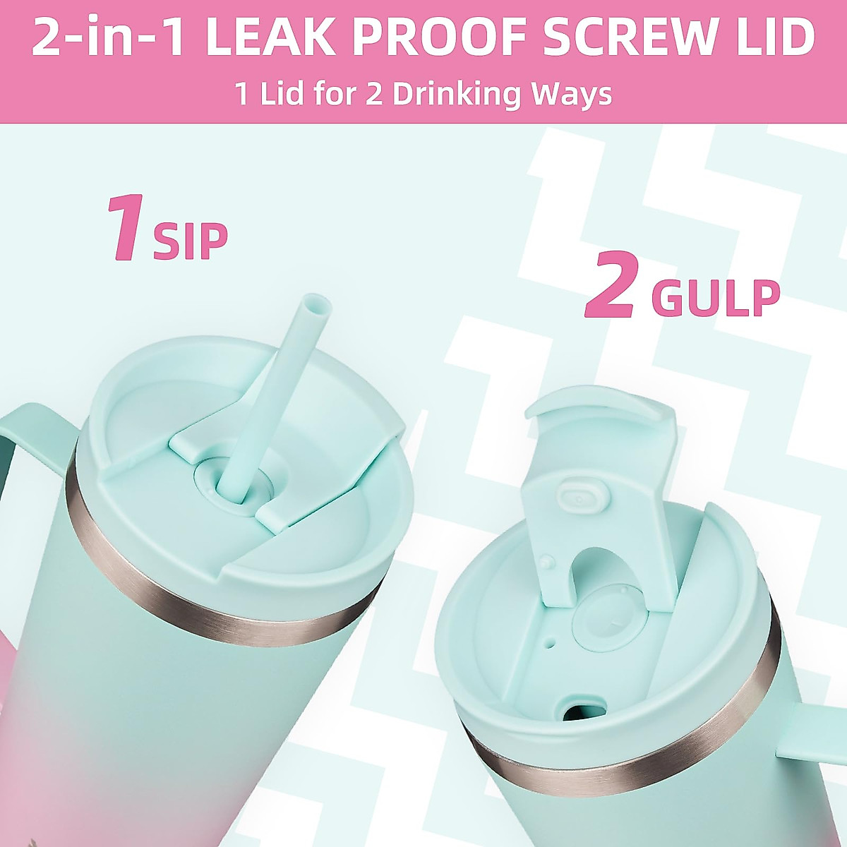 BJPKPK Insulated Tumbler with Handle, 18oz Insulated Tumblers with Lid and Straw, Stainless Steel Metal Water Bottles, Coffee Travel Mugs, Cups, Marshmallow