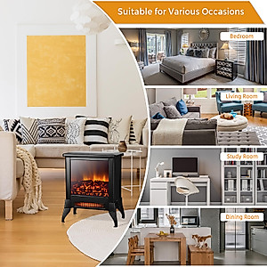 ORALNER Electric Fireplace Heater, 18" Tall Freestanding Fireplace Stove with Realistic 3D Flame Effect, Overheat Protection, Portable Fireplace for Living Room，Bedroom, 1400W, Black