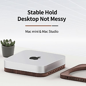 Hazevaiy Wood Stand for Mac Mini and Mac Studio,Walnut MacMini/MacStudio Accessories,Handmade Mac Desktop Stand Holder Dustproof Heat-Disspation Mount (Black Walnut)