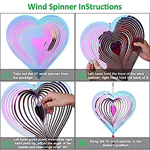 Blicedax Wind Spinner Outdoor Metal Decorations - 12 Inch Love Heart Wind Spinner for Yard and Garden, Hanging Wind Sculptur Spinners Indoor Outdoor Garden Decor