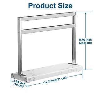 YIIYIIN Magnetic Knife Block with Marble Base - Double Sided Magnetic Knife Stand - Magnetic Knife Holder - Kitchen Knife Storage - Knife Holders for Counter Top - Marble White