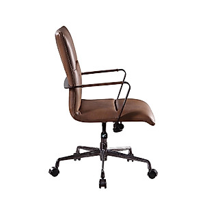 Acme Indra Leather Upholstered Swivel Office Chair in Vintage Chocolate