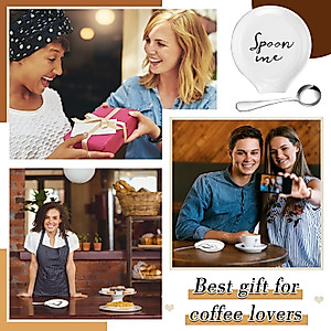 4 Pieces Coffee Spoon Rest and Spoon Small Teaspoon Holder Ceramic Coffee Spoon Holder Rests for Coffee Station Decor Stove Top Countertop Kitchen Accessories Nice Present for Coffee Lovers