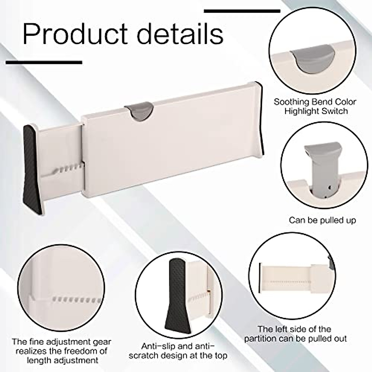 20 Pack Adjustable Drawer Divider Organizers 4'' High Expandable 11-17'' Dresser Drawer Separators Plastic Drawer Organizers Drawer Dividers for Clothes Organization Office Bedroom Bathroom (Beige)