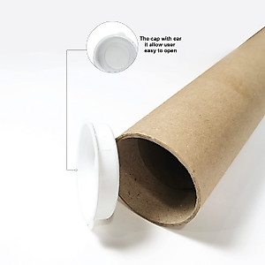 CAPTAIN Mailing Tube, 2 Pack, 13.5x2 Inch, Brown Kraft Cardboard, For Documents, Art, Posters