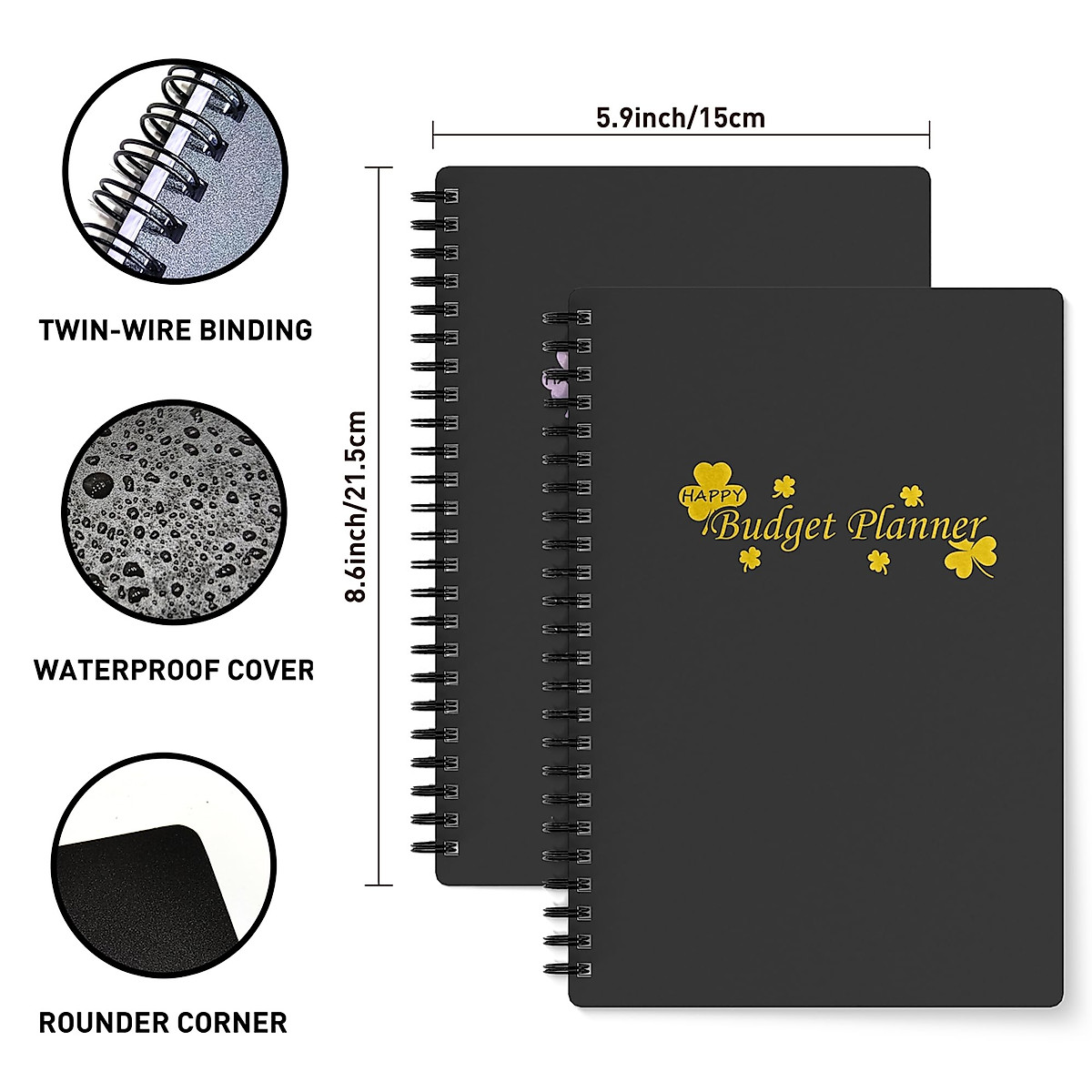 Budget Planner - Monthly Finance Organizer with Expense Tracker Notebook to Manage Your Money Effectively, Undated Finance Planner/Account Book, Start Anytime,A5(8.6x5.9 inchs),100gsm Paper (Golden)